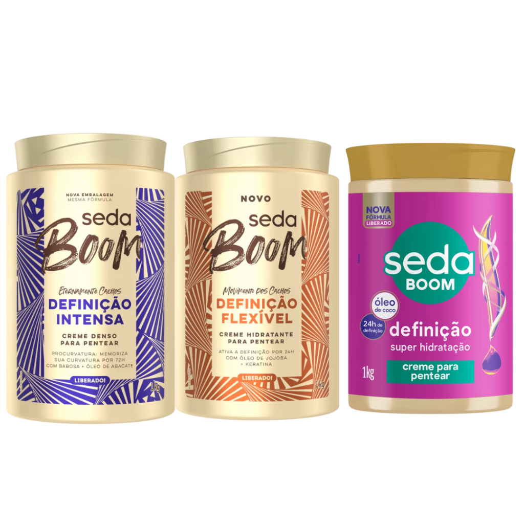 CREME PENTEAR SEDA BOOM DEFINIÇÃO INTENSA 1KG + DEFINIÇÃO FLEXÍVEL 1KG ...