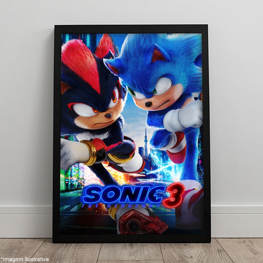 Quadro Sonic 3 O Filme 2024 Shadow The Hedgehog Pôster C/ Moldura A4 e A3 | Shopee Brasil
