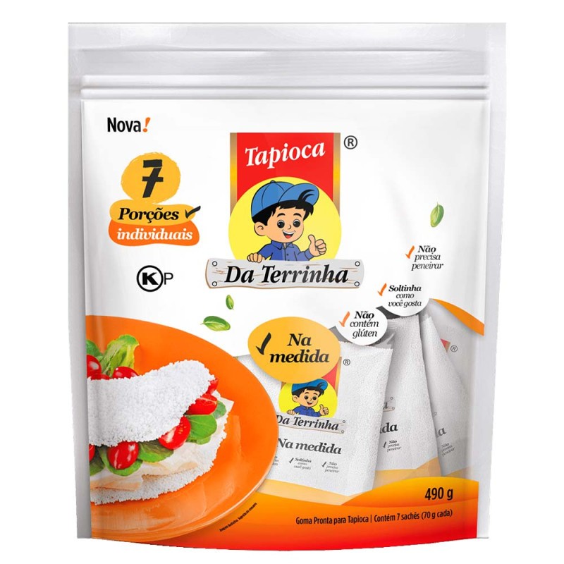 Massa Goma Tapioca Tradicional Terrinha c/ 7 Saches individuais 490g ...
