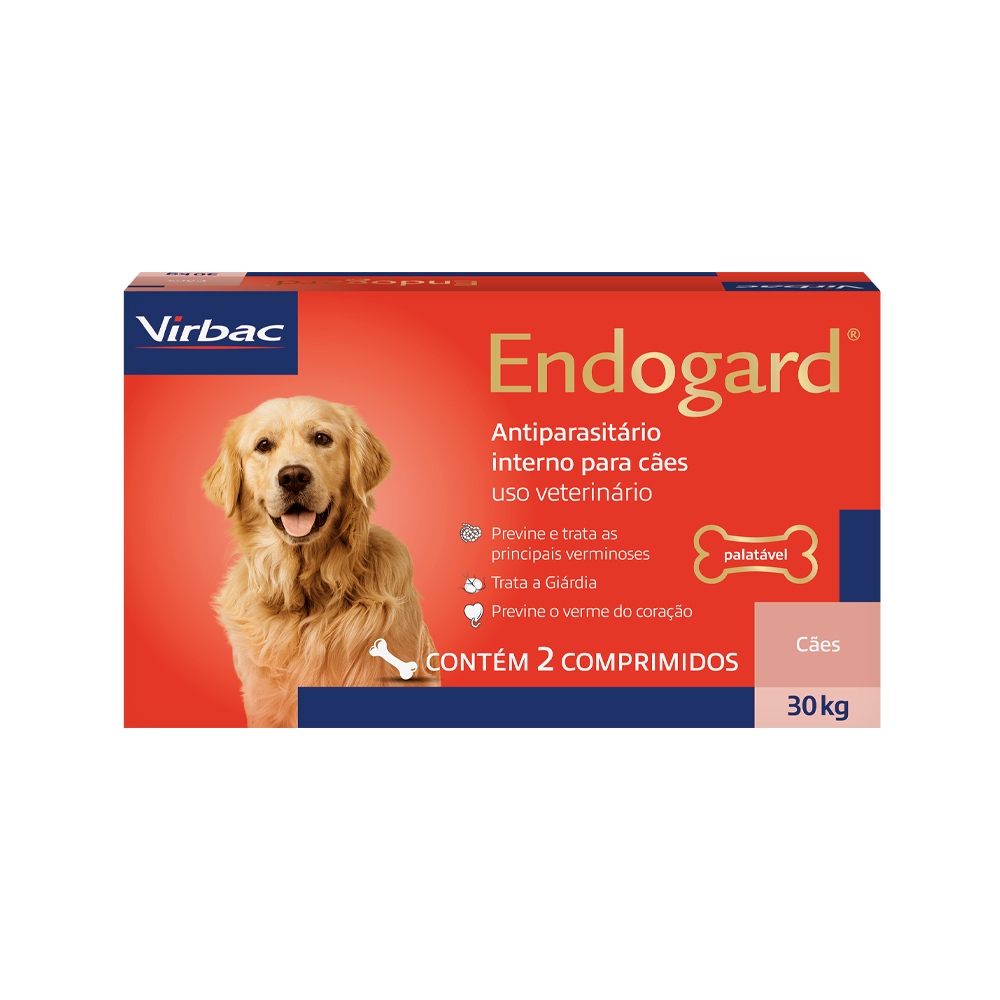 Antiparasitário Virbac Endogard para Cães de Até 30 kg 2 COMPRIMIDOS ...
