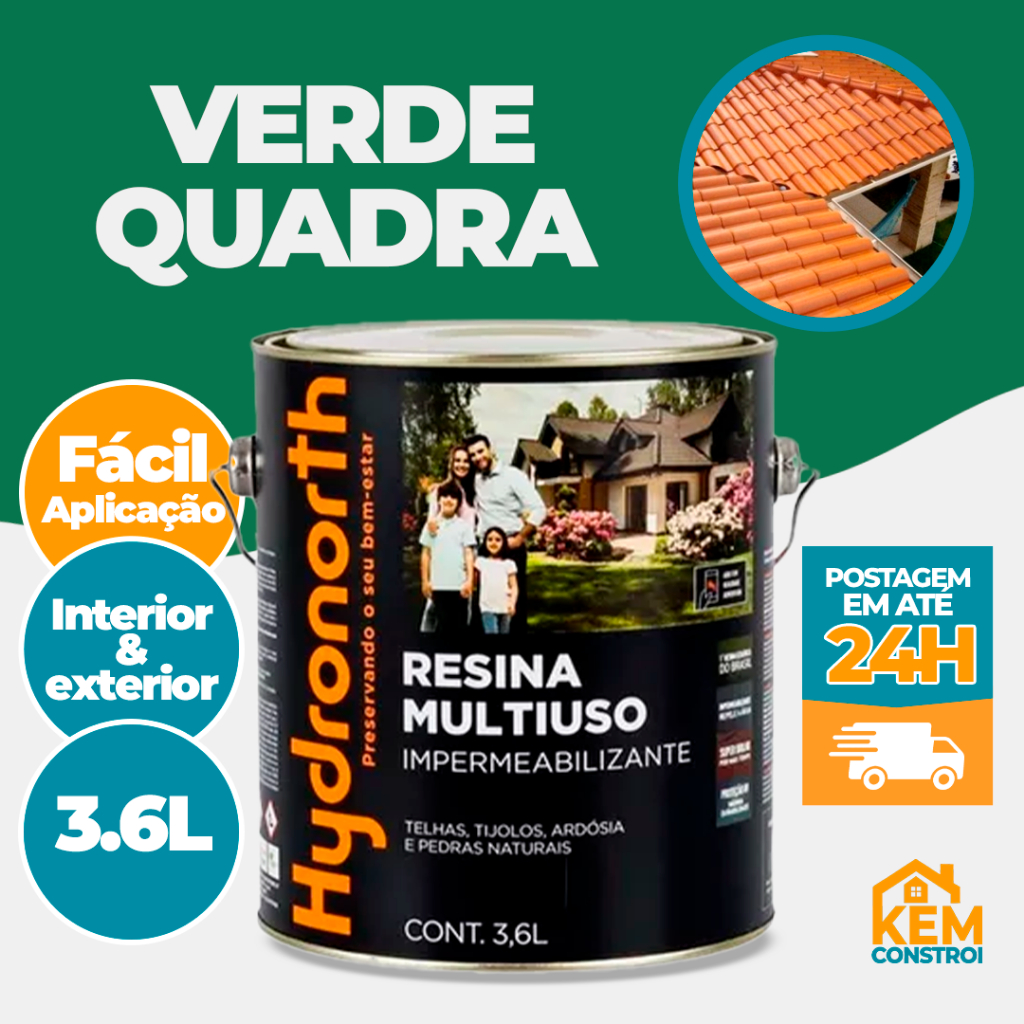 Resina Acrilica Multiuso Color Galao 3,6L Verde Quadra Hydronorth ...