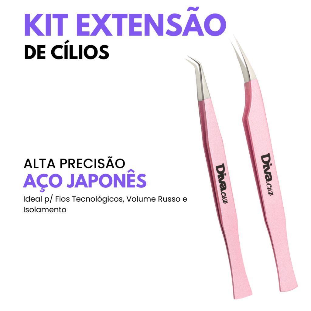 Kit 2 Pinças Extensão de Cílios Profissional Alta Precisão - Volume ...