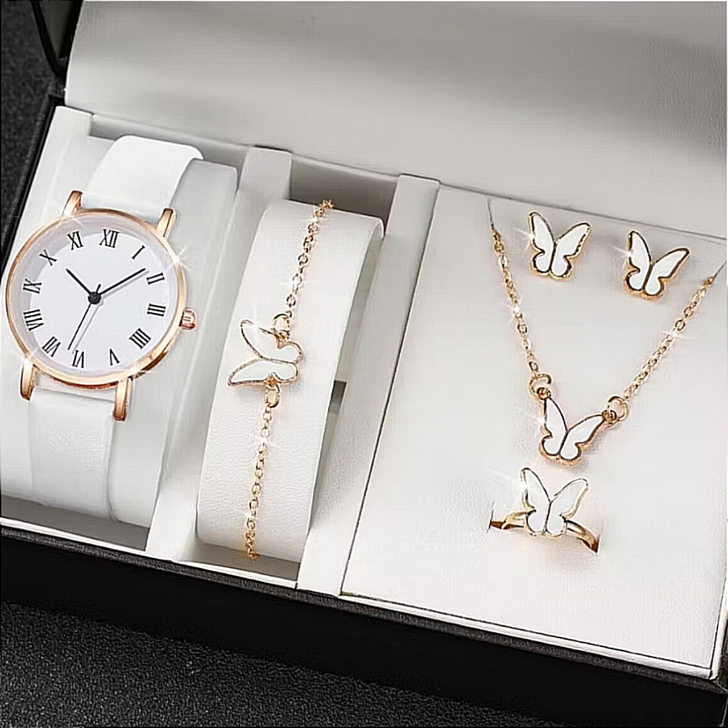Kit Relógio Feminino Conjunto Brinco Pulseira Colar Anel Relogio Femino ...