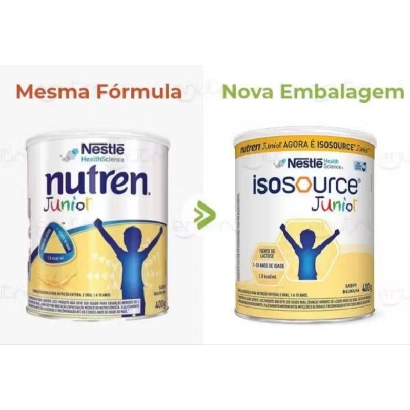 NUTREN JÚNIOR ISOSOURCE NESTLÉ BAUNILHA KIT 4 LATAS +BRINDE. | Shopee ...