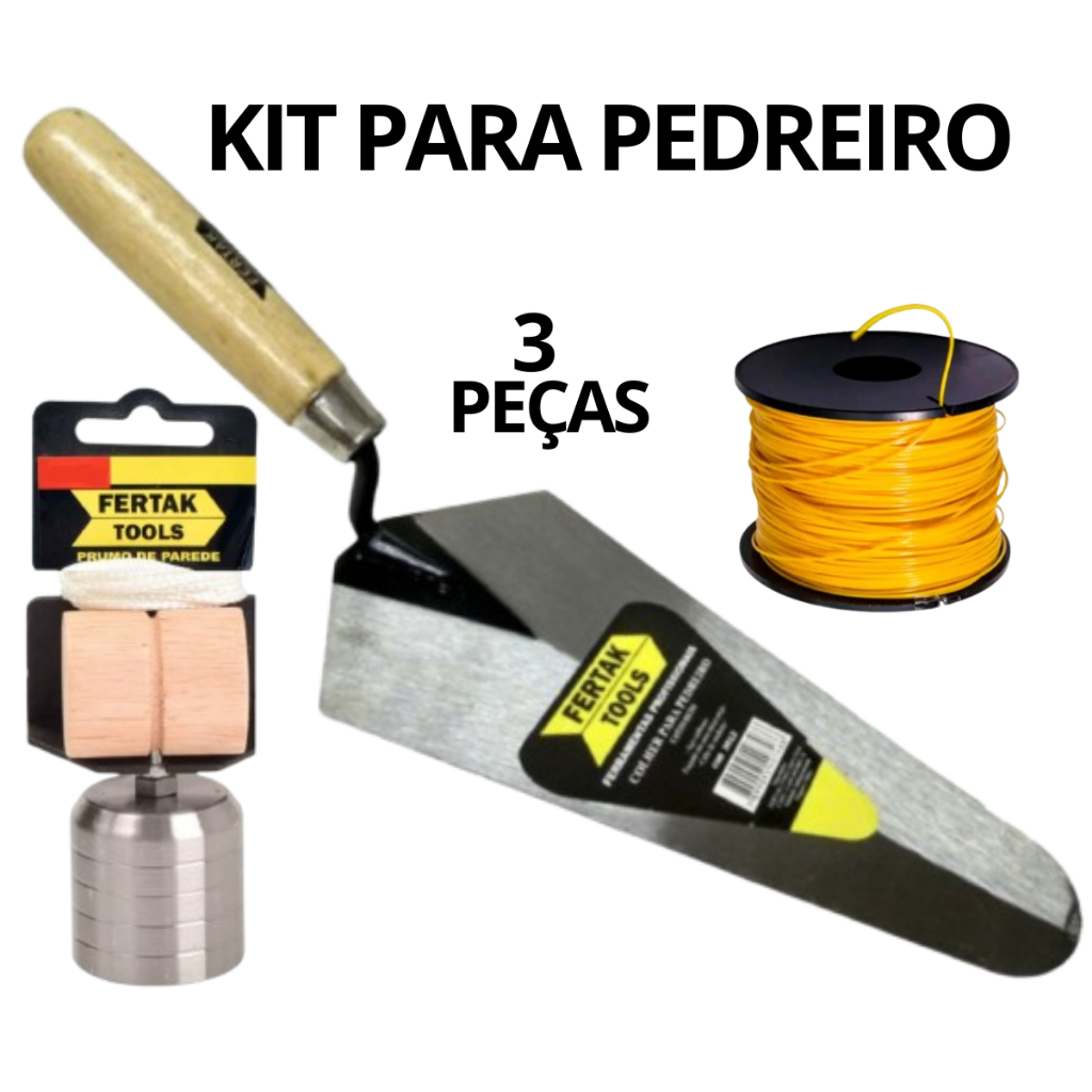 Kit Pedreiro Ferramentas Colher Linha Prumo Profissional | Shopee Brasil