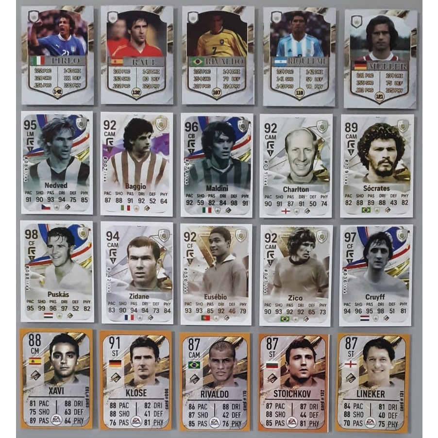 Lote Com 91 Cards Fifa Icons - Cruyff, Zidane, Zico, Puskas, Rivaldo e ...