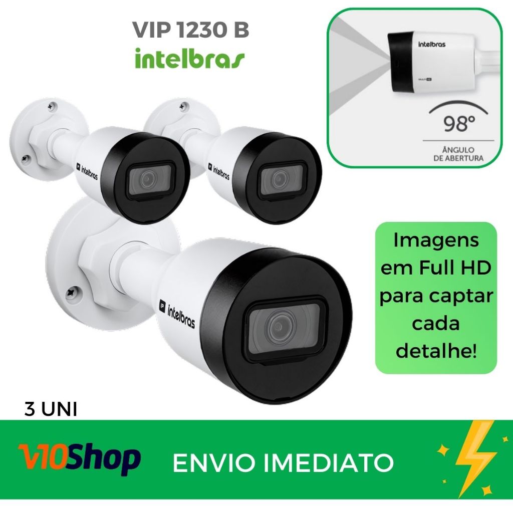 Kit 3 unid. Câmera IP Bullet VIP 1230 B Intelbras | Shopee Brasil