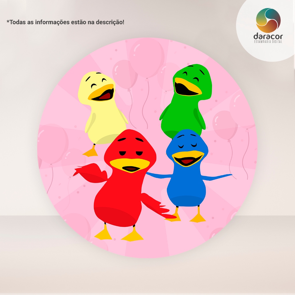 Painel Redondo Patinho Colorido fundo Rosa C/Elástico | Shopee Brasil