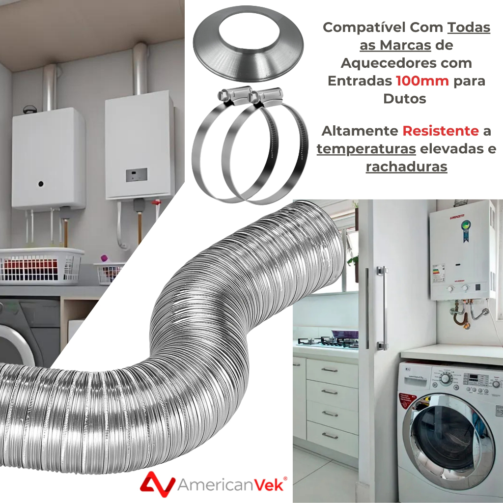 Kit 100mm 1,5 Metros Instalação Completa Duto Semiflexível Corrugado ...