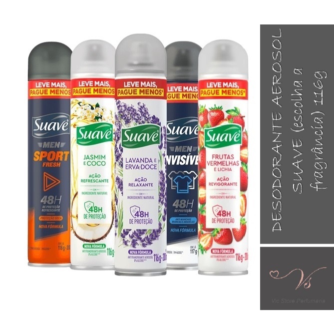 Kit 10un Desodorante Antitranspirante Aerosol Suave 200ml/116g (escolha a fragrância) | Shopee ...