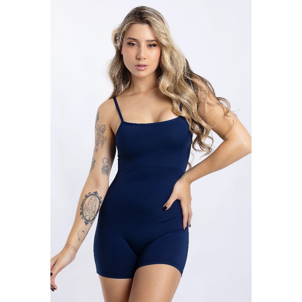 Macaquinho Poliamida Academia Fitness Marinho MC176 | Shopee Brasil