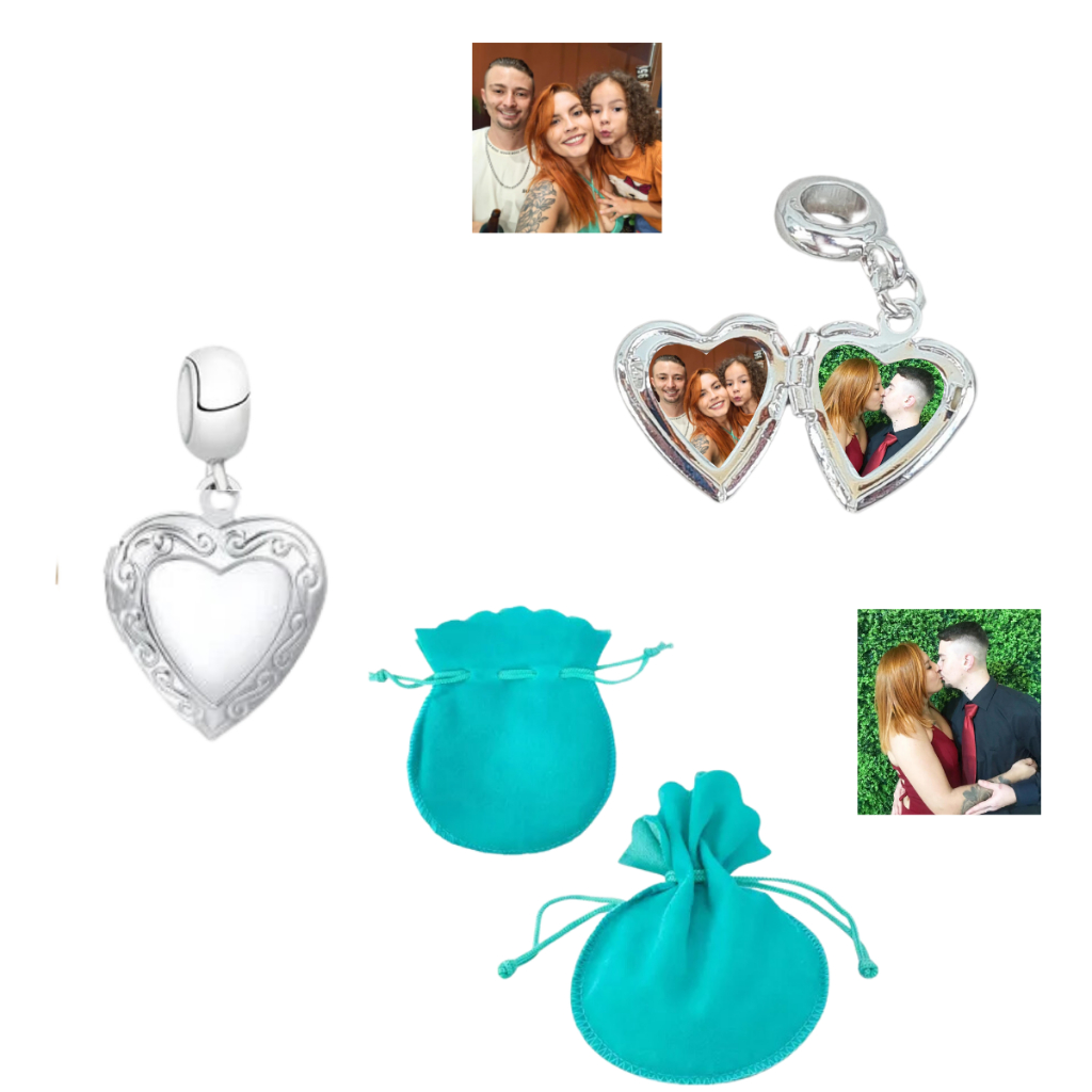 Berloque para pandora Relicário Prata + Fotos Folheado 925 Antialérgico ...