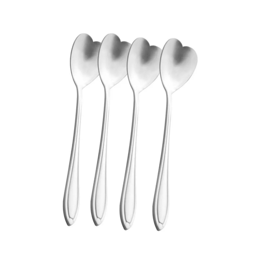 Conjunto 4 Colheres Aço Inox Para Chá Heart Prata Wolff | Shopee Brasil