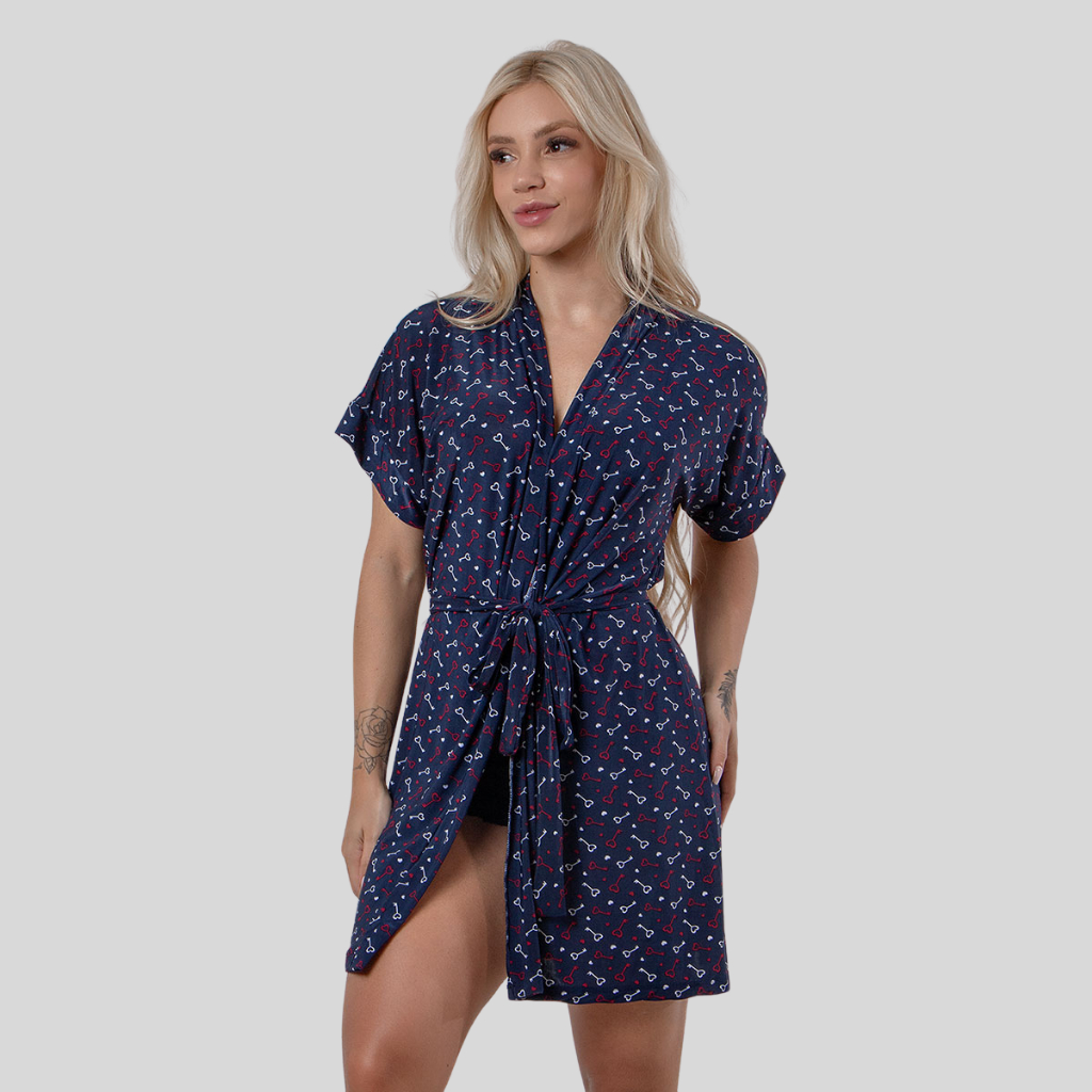 Robe de Liganete Estampado com Faixa Estampas Sortidas Moda Promoção ...
