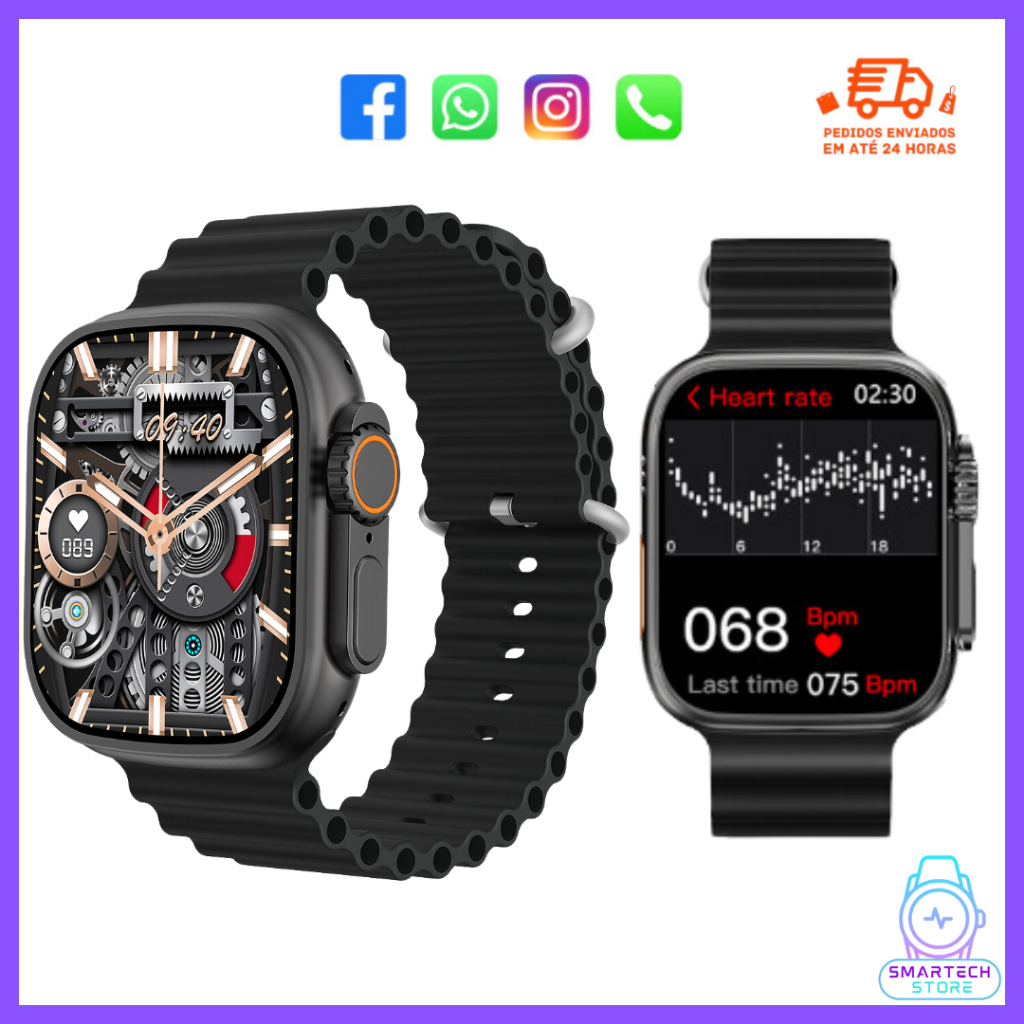 Smartwatch Série 8 Ultra W68 Microwear 49mm Original NFC Whatsapp - Corre Que Ta Baratinho
