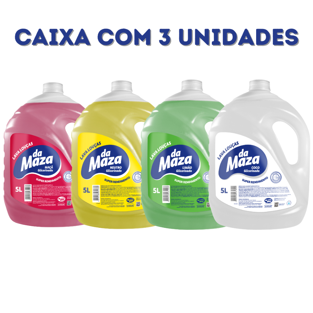 Detergente Da Maza Lava Louças Liquido Caixa Fechada 3 Unidades 5 ...