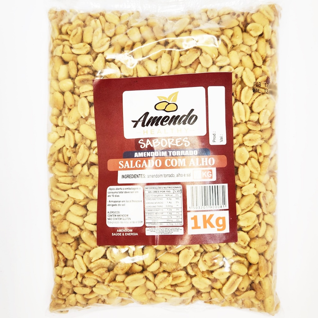 Amendoim Torrado 1 Kg Salgado Com Alho Sem Pele Pacote Grande 1Kg ou ...
