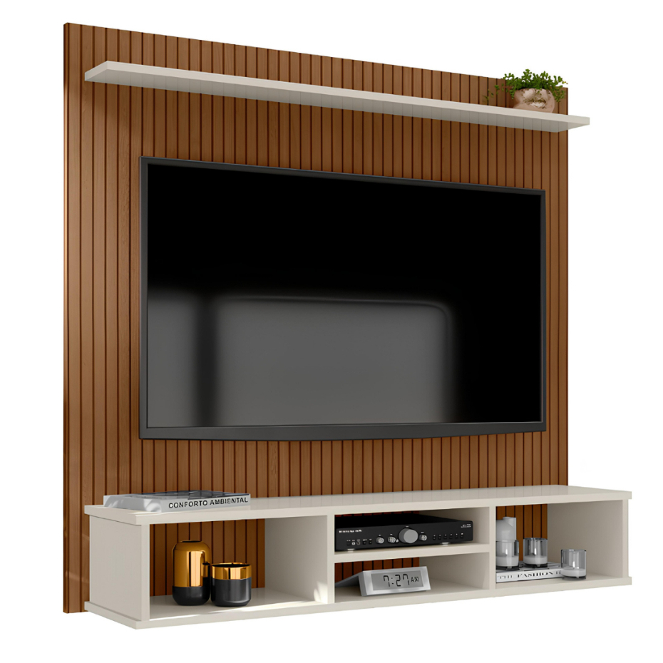Painel Ripado Para TV até 50 Polegadas Nicho e Prateleira Ideal Para ...