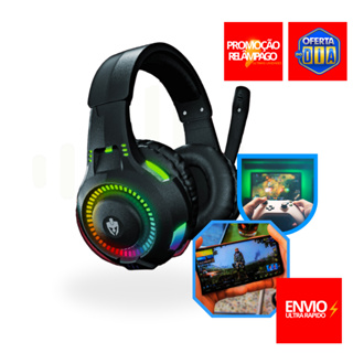Fone Headset Gamer C/ Luz Led P/ Celular Jogar Free Fire Cor Preto Cor ...
