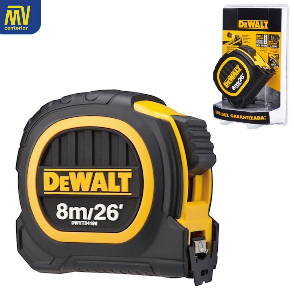 Trena Profissional Emborrachada Dewalt 8 Metros com gancho de fixação e ...