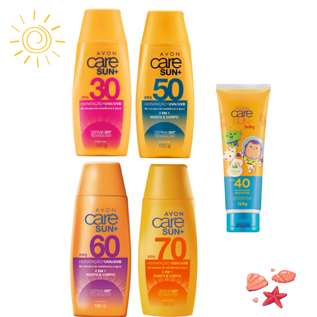 Protetor solar filtro solar 2 em 1: rosto e corpo Avon Care Sun+ ...