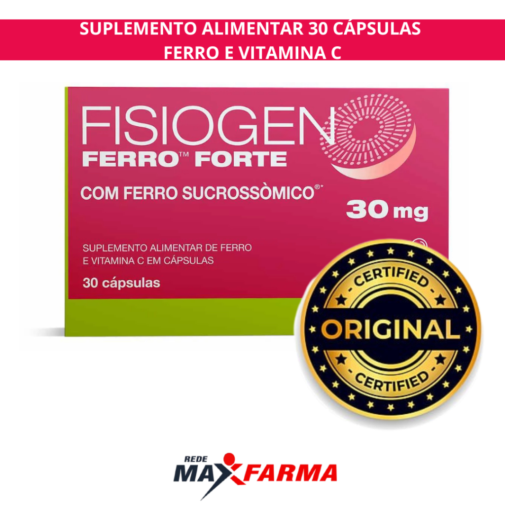 Fisiogen Ferro Forte 30 Cápsulas - SUPLEMENTO ALIMENTAR | Shopee Brasil
