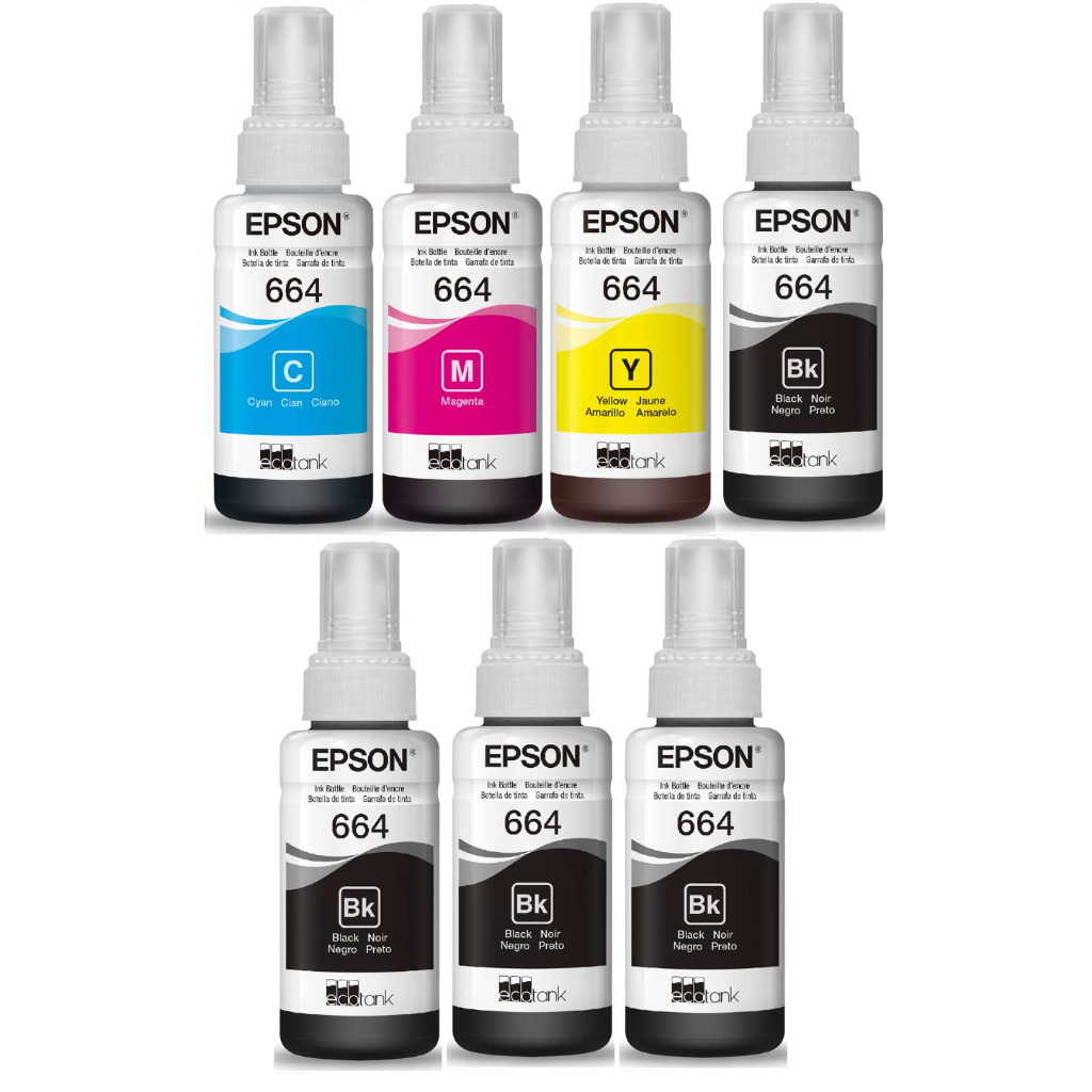 7 Tintas Epson Original Original T664 L395 L365 L220 L455 L380 L375 ...