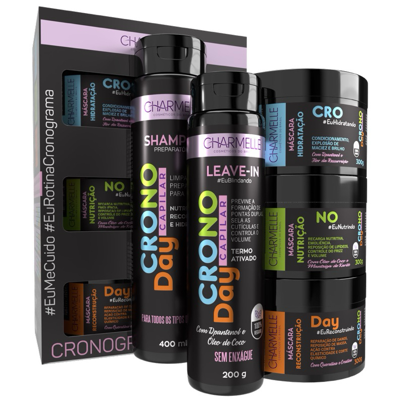 10 kit CRONOGRAMA CHARMELLE COSMÉTICOS 5 ITENS CRONODAY CAPILAR ...