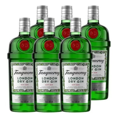 Kit Gin Tanqueray London Dry 750ml 6 unidades **GARRAFAS DE VIDRO** | Shopee Brasil