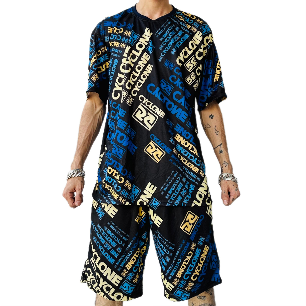 Conjunto Cyclone Preto Azuis | Shopee Brasil