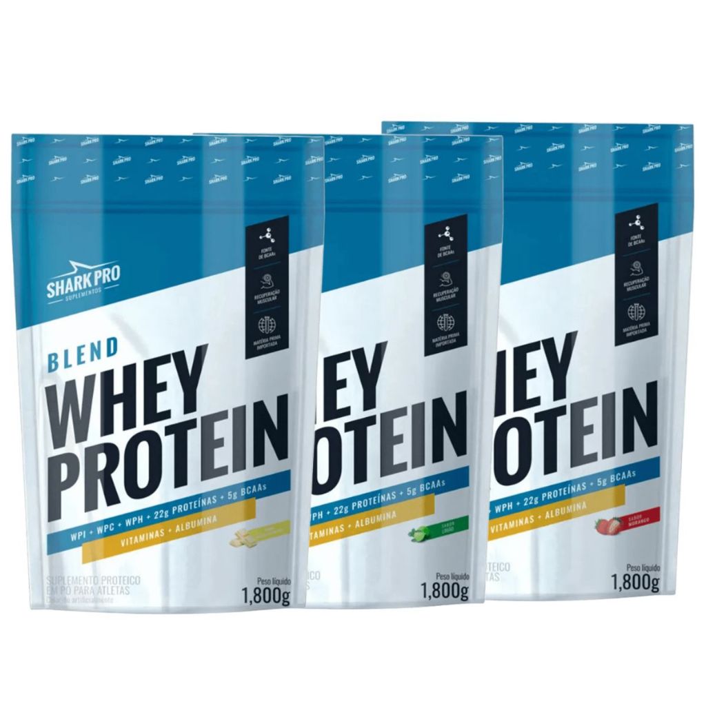 60 Doses de Whey 3w Blend Shark Pro + Brinde Coqueteleira 1,8kg Proteína Bcca | Shopee Brasil