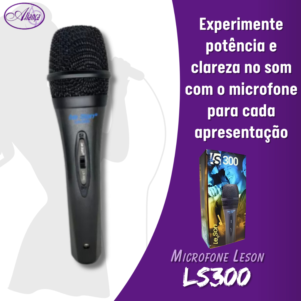 Microfone Leson LS-300 com Fio Unidirecional de 3M Linha Iniciante ...