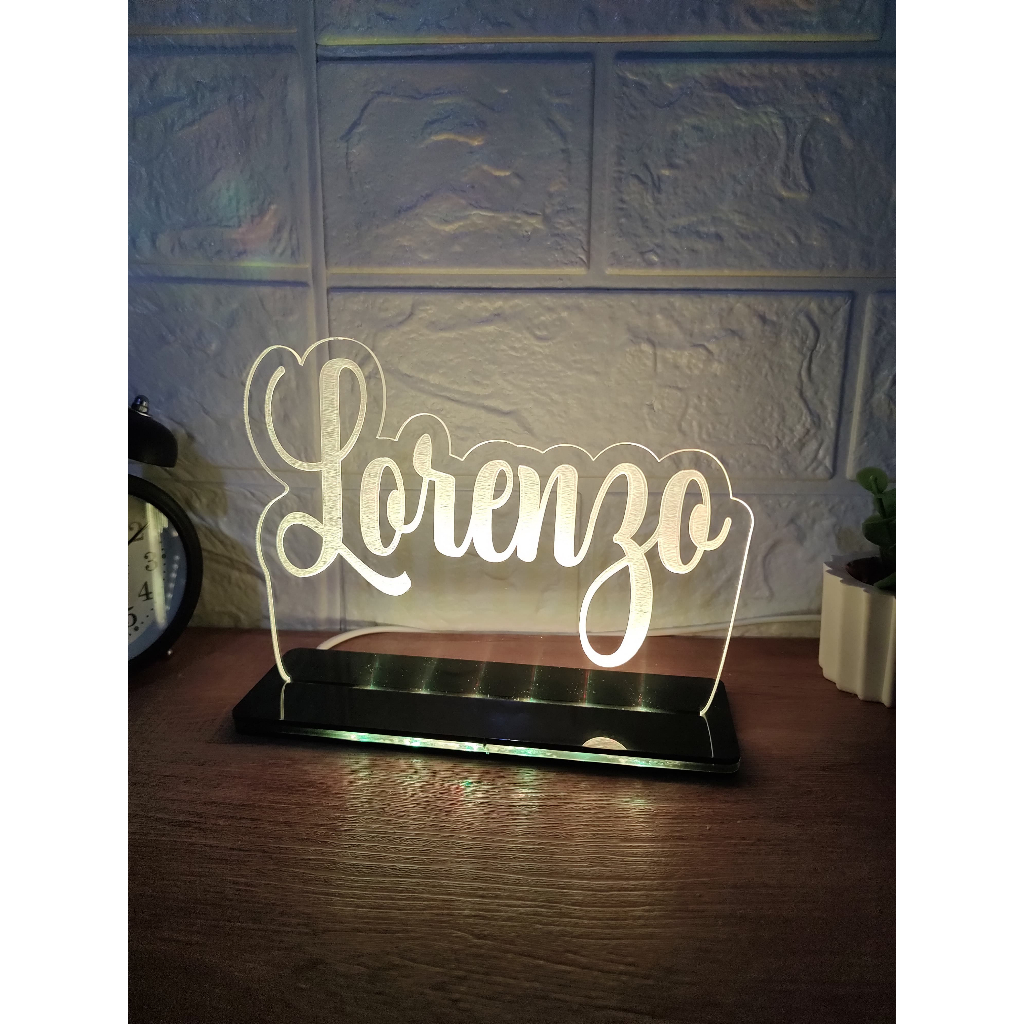 Luminária Led 3D - Nome Personalizado em Acrílico - 16 Cores RGB ...