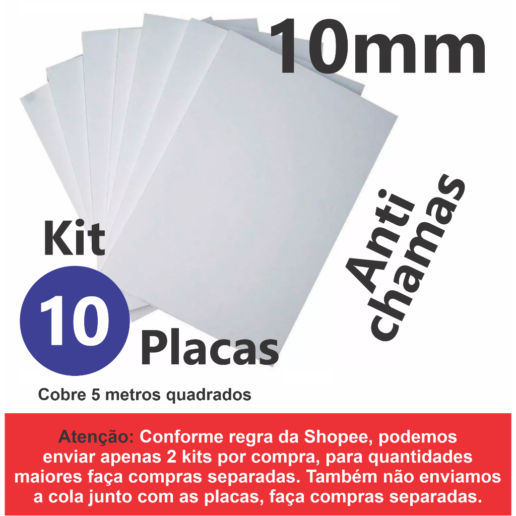 10 Placas Isopor Antichamas EPS 10mm isolamento térmico 1,00x0,50 - Kit ...