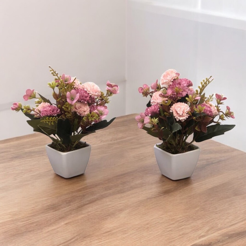 Mini arranjo flores artificiais rosa lembrancinha Folhagem | Shopee Brasil