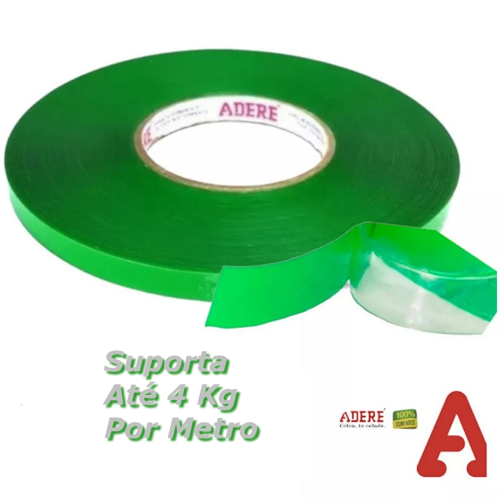 Fita Dupla Face Adere Fita Forte Profissional 09mm X 20m | Shopee Brasil
