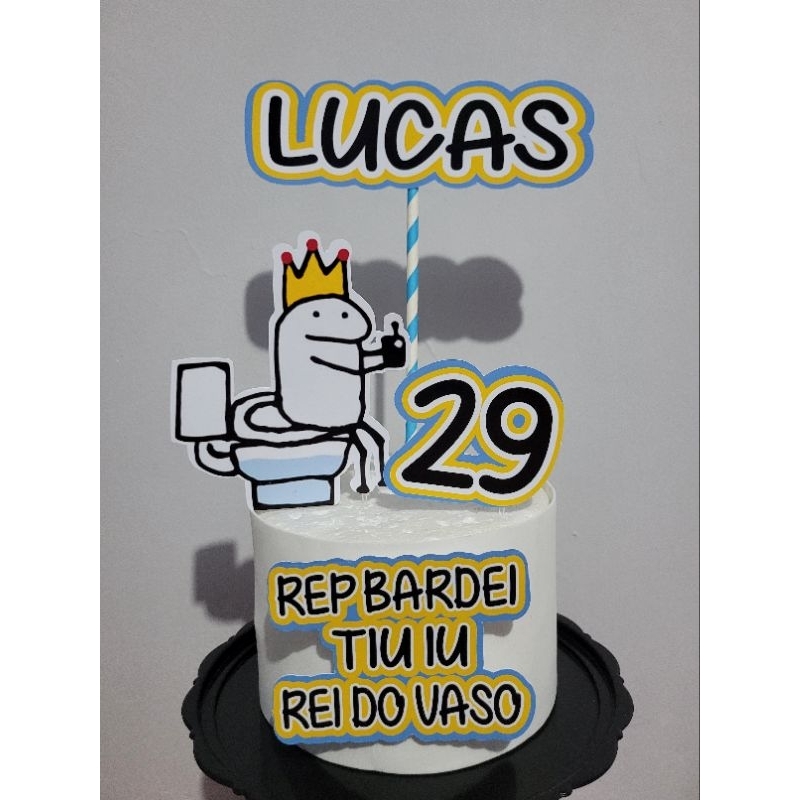 Topo de Bolo Topper Personalizado Flork Meme Bento Cakes Masculino Rei ...