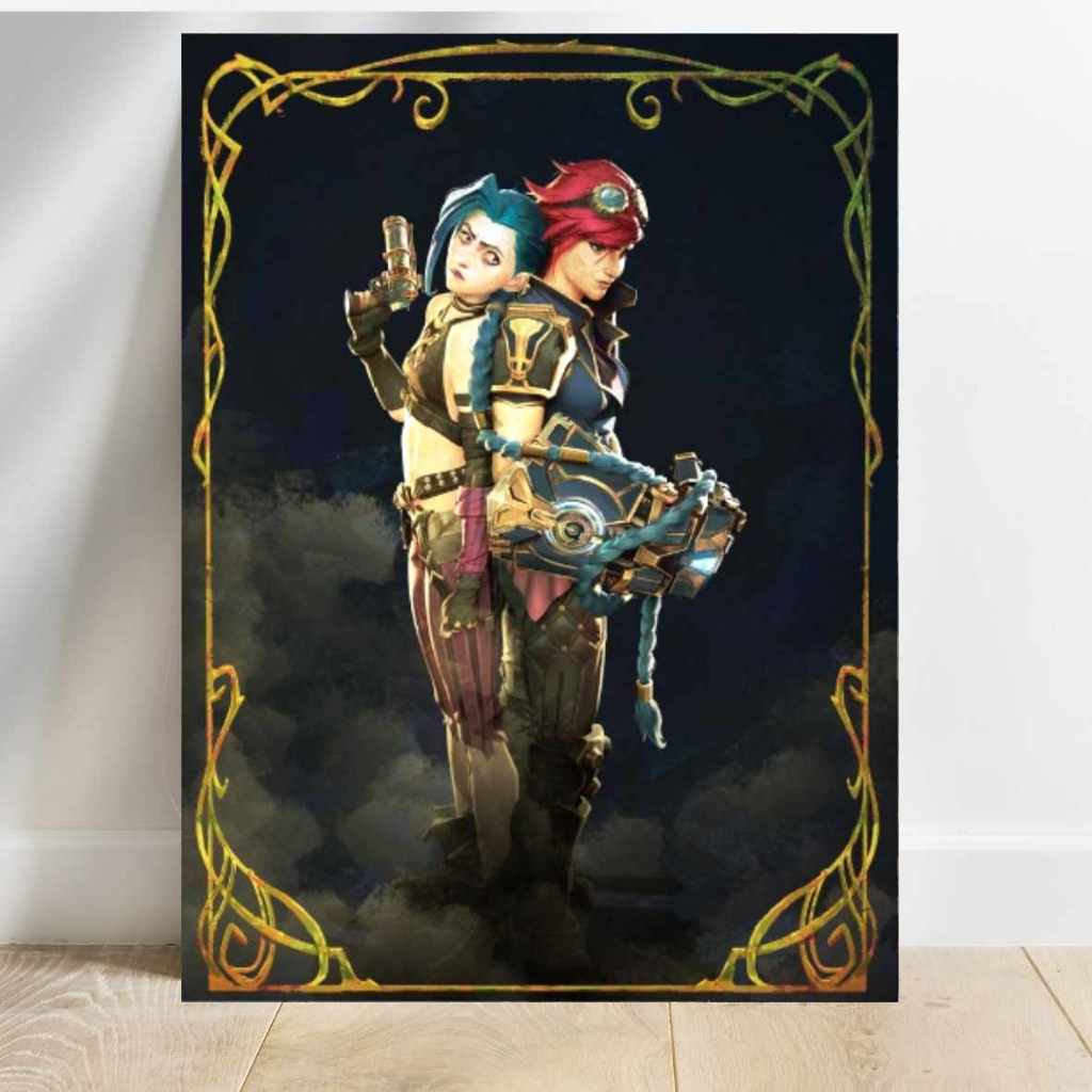 Quadro alta qualidade em MDF arcane league of legends vi e jinx ...