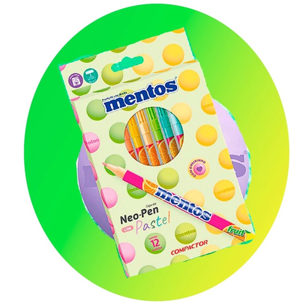 CANETINHA MENTOS / CANETA HIDROGRAFICA MENTOS 12 CORES/NEO-PEN GIGANTE ...