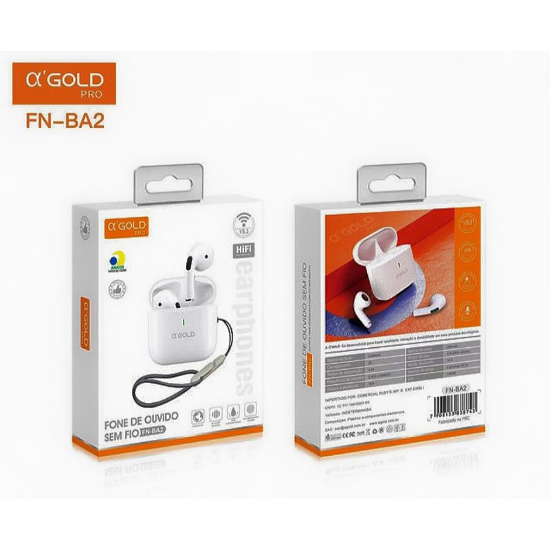 Fones de ouvido Bluetooth FN-BA2 A'GOLD | Shopee Brasil