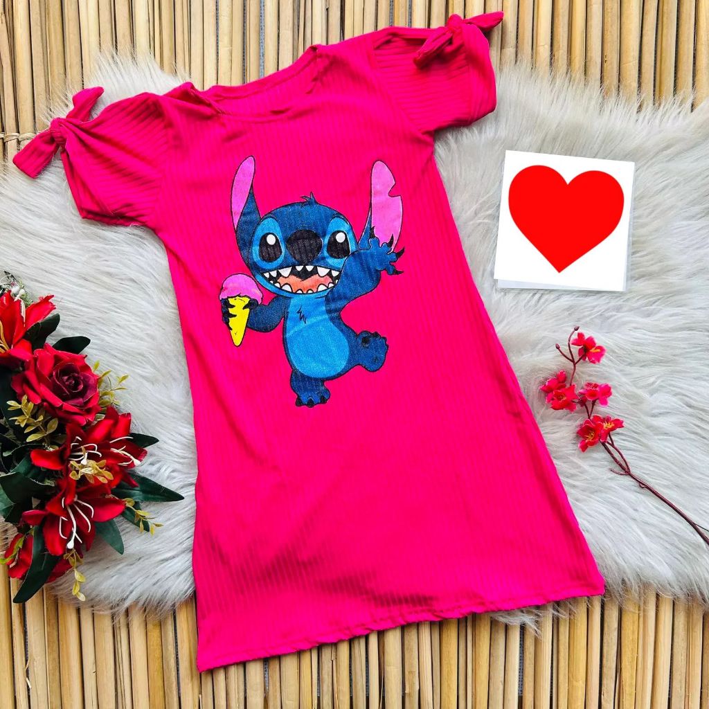 Vestido Infantil Menina Stitch Verão Disney | Shopee Brasil