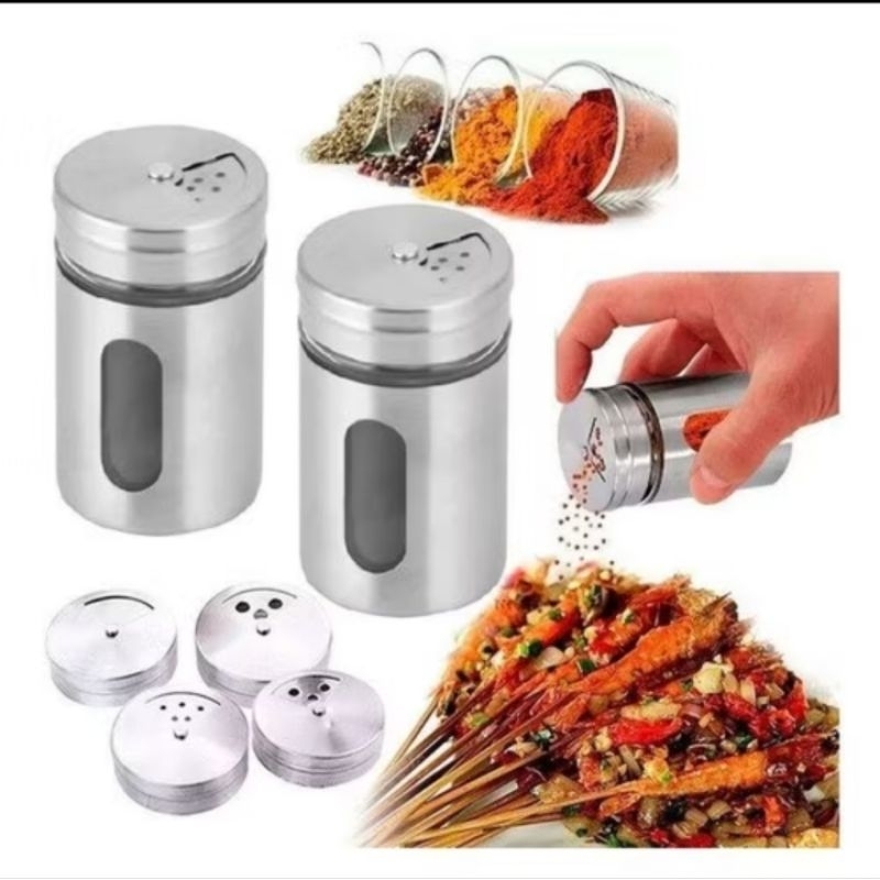 Kit Saleiro e Paliteiro em aço inox e porta condimento. | Shopee Brasil