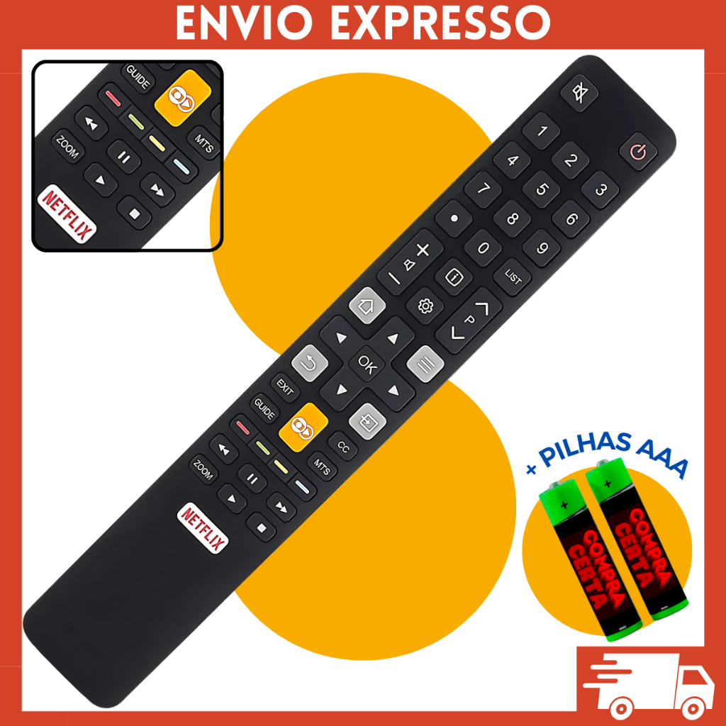 Controle Remoto para TV TCL 4K com Netflix e Globoplay TCL L40S4900FS ...