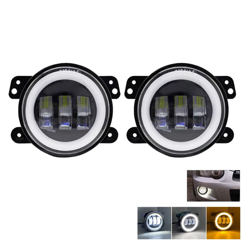 LED FAROL DE MILHA LED PROJETOR ANGEL EYES 3 FUNÇÕES BRANCO/ AMARELO ...