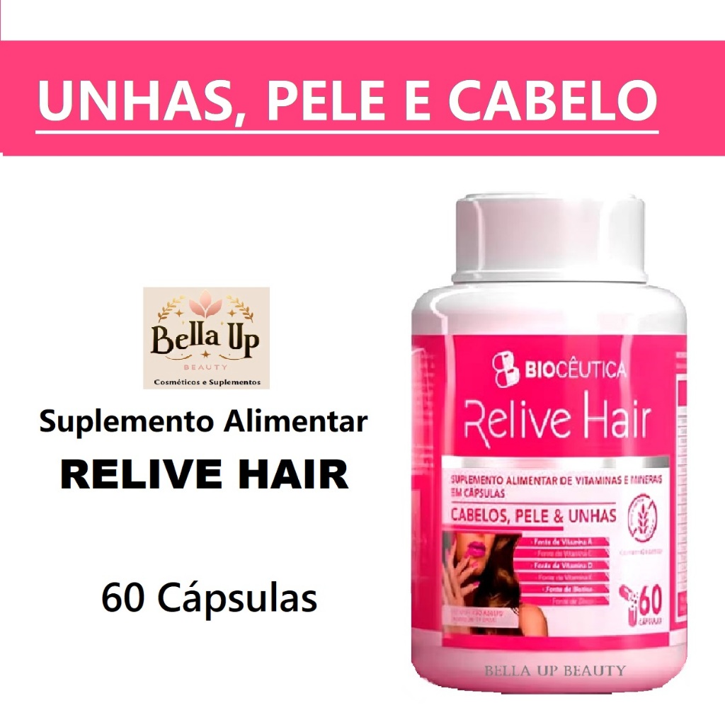 Suplemento Cabelo, Pele E Unha 60 Cáp Relive Hair Biocêutica | Shopee ...