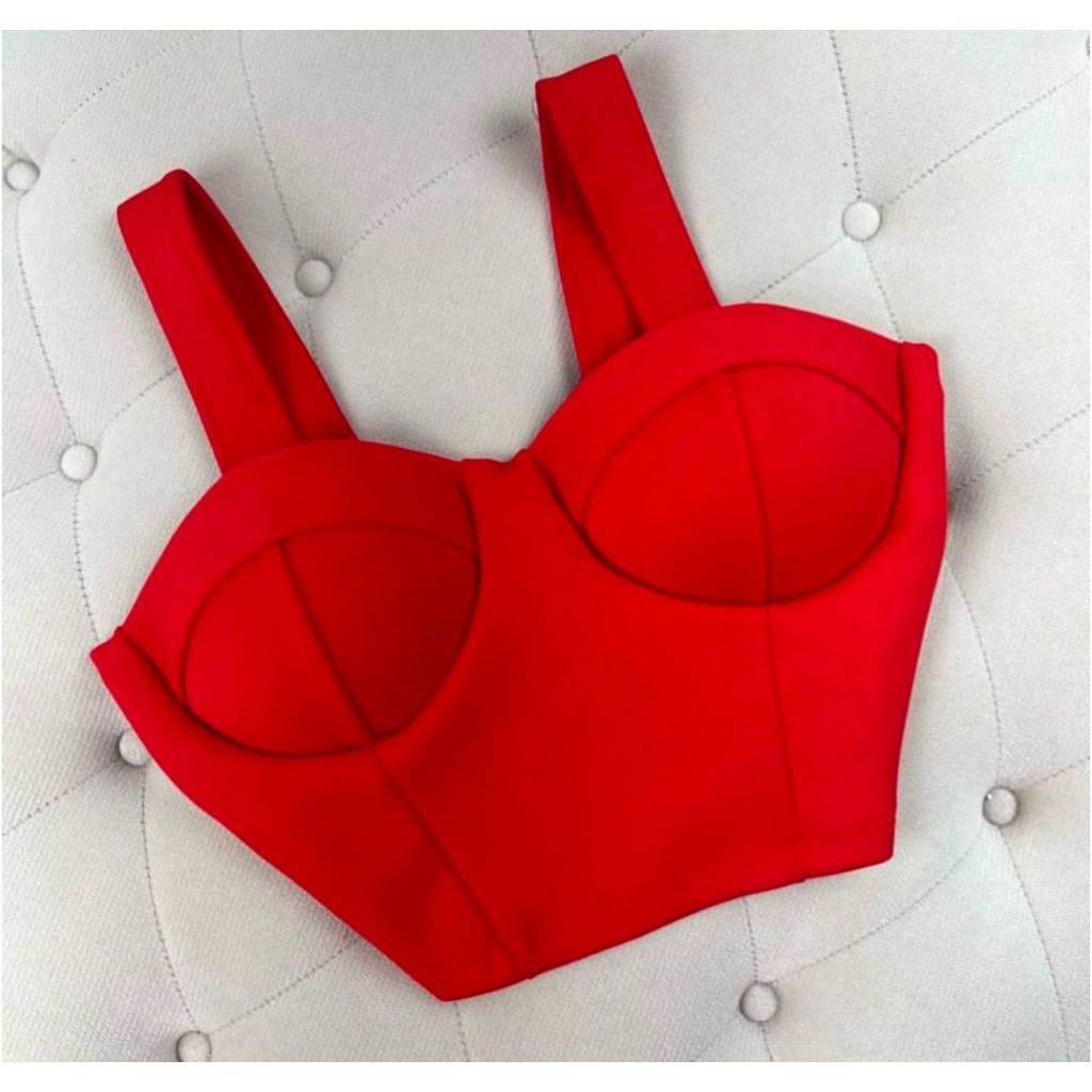 Cropped blogueira poliamida Com bojo meia taça top Cropet Blusinha ...