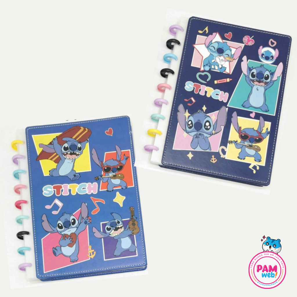 Caderno de Disco Stitch A5 - Caderno Reposicionável capa dura caderno ...