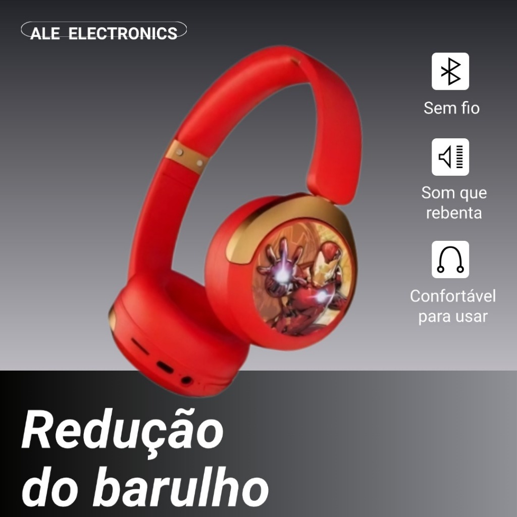 Fone de ouvido Bluetooth JB KT-3 Desenho animado Marvel/Homem-Aranha/Homem de Ferro | Shopee Brasil