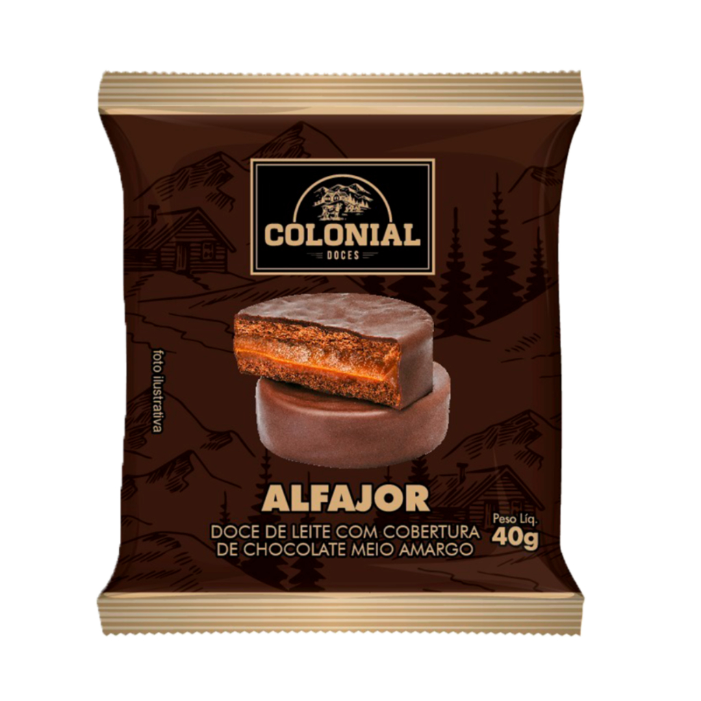 Alfajor Doce de Leite coberto com Chocolate Meio Amargo Colonial 400grs ...