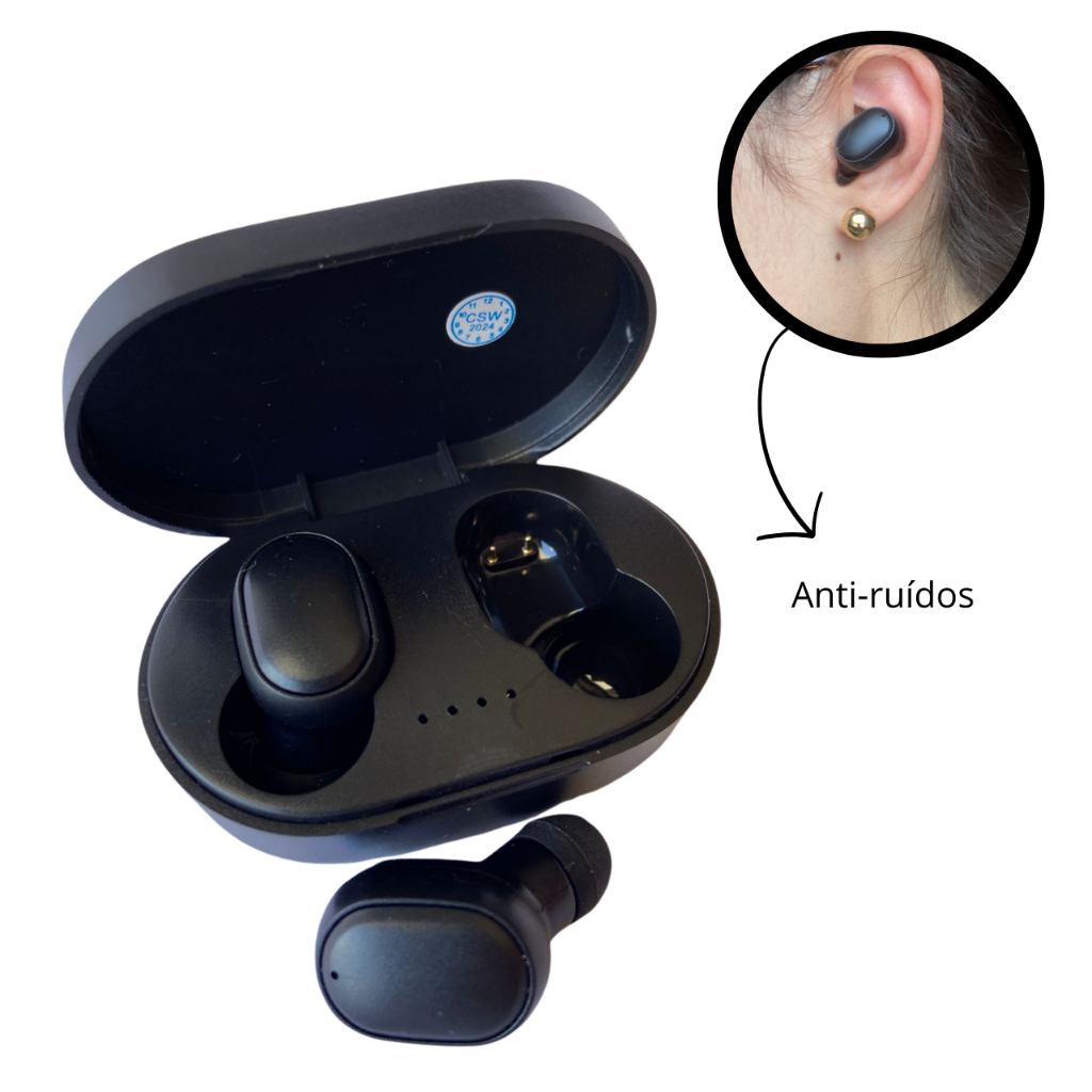 Fone de Ouvido Sem Fio TWS Bluetooth 5.3 Intra Auricular A6S | Shopee ...